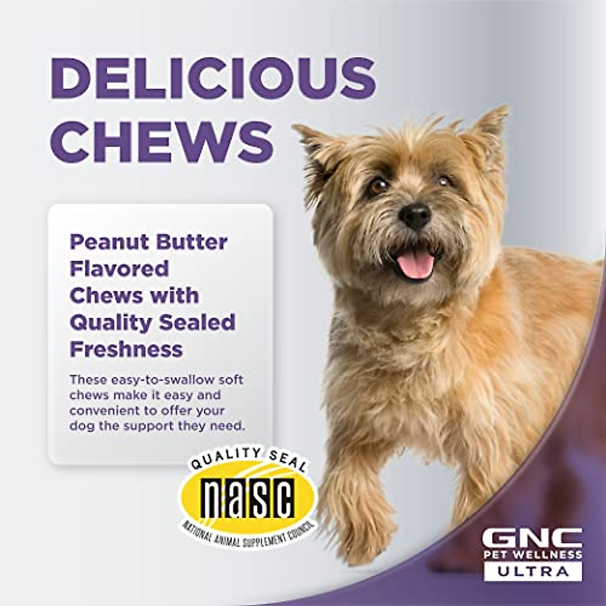 GNC Pets Ultra Calming Soft Chews, All Dogs, Peanut Butter Flavor. 15-oz Canister | Calming Dog Supplements | Calming Chews for Dogs in Peanut Butter Flavor, 60 Count