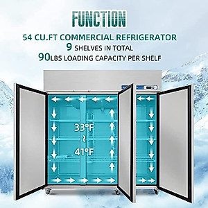 Aceland Commercial Freezer NON-ETL 72"W 3 Section Stainless Steel Reach-in Solid Door Upright Fan Cooling 54 Cu.ft Freezer for Restaurant, Bar, Shop, etc