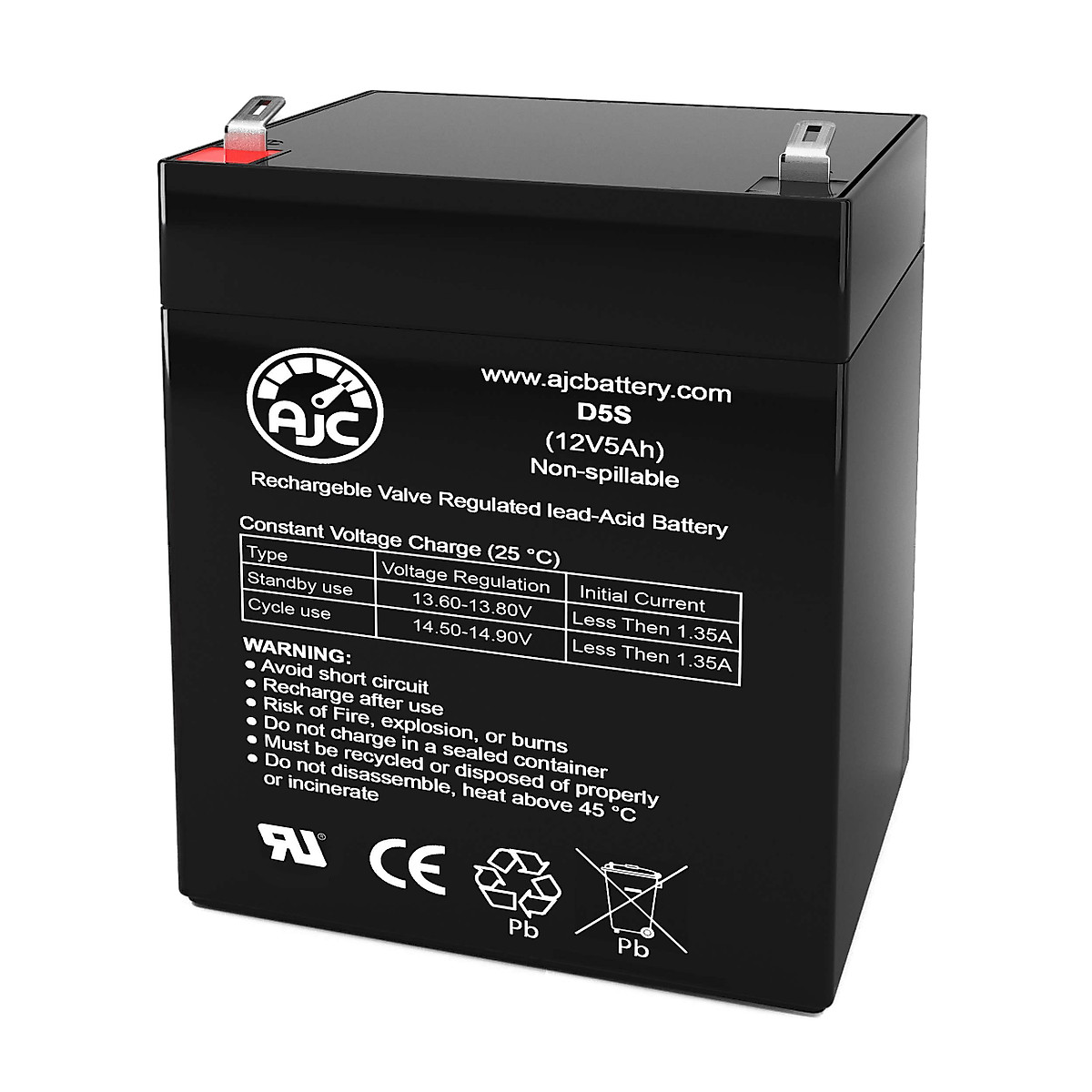 AJC Battery Compatible with Werker WKA12-5F 12V 5Ah Sealed Lead Acid Battery