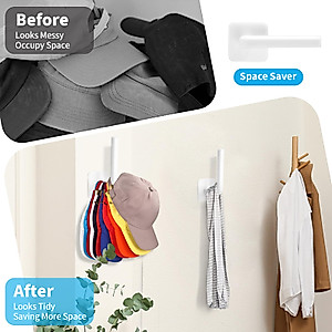 Letohoumia Hat Hooks for Wall, 4 Pcs Adhesive Hat Hangers Organizer Holder for Closet/Door, Multi-Purpose Strong Hook Rack Can Hold More Than 10 Hats Black