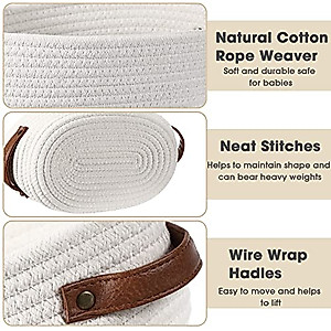 Geetery 4 Pcs Small Woven Basket Mini Cotton Rope Storage Basket with Handle Home Storage Basket for Organizing Cat Dog Toys Bin Cute Gift Baskets Empty for Nursery Room Kids Room