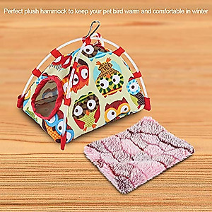 Sheens Parrot Hut Windproof House Bird Hanging Hammock Toy for Parakeet Cockatiel Cockatoo Conure(Owl S)