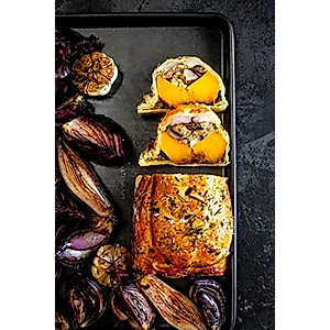 MasterClass Hard Anodised Aluminium Baking Tray, 42 x 31 cm Deep Tin with Teflon Non Stick Coating, Black