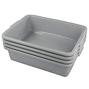 Anbers 13L/Grey Plastic Commercial Bus Box, Wash Tub Basin, 4 Packs