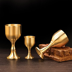 Brass Chalice Cup Wine Goblet Brass Drinking Glasses Beverage Tumbler Metal Liquor Tumbler For Church Cup Ritual Chalice Party Home Accessories(S)