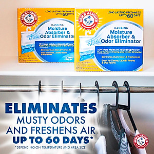 Arm & Hammer Hanging Moisture Absorber and Odor Eliminator, 16.1 oz., 6 Pack, Clean Burst, Moisture Absorbers for Closet and Small Rooms, Long-Lasting Freshness