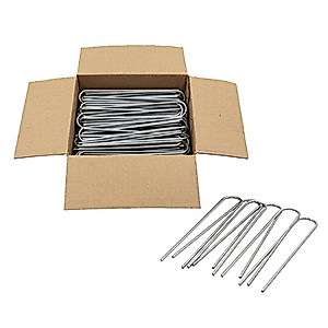 TQVAI 150 Pack Landscape Staples, 6 Inch 11 Gauge Garden Stakes, Galvanized U-Shaped Pins for Weed Fabric, Fence, Lawn, Yard