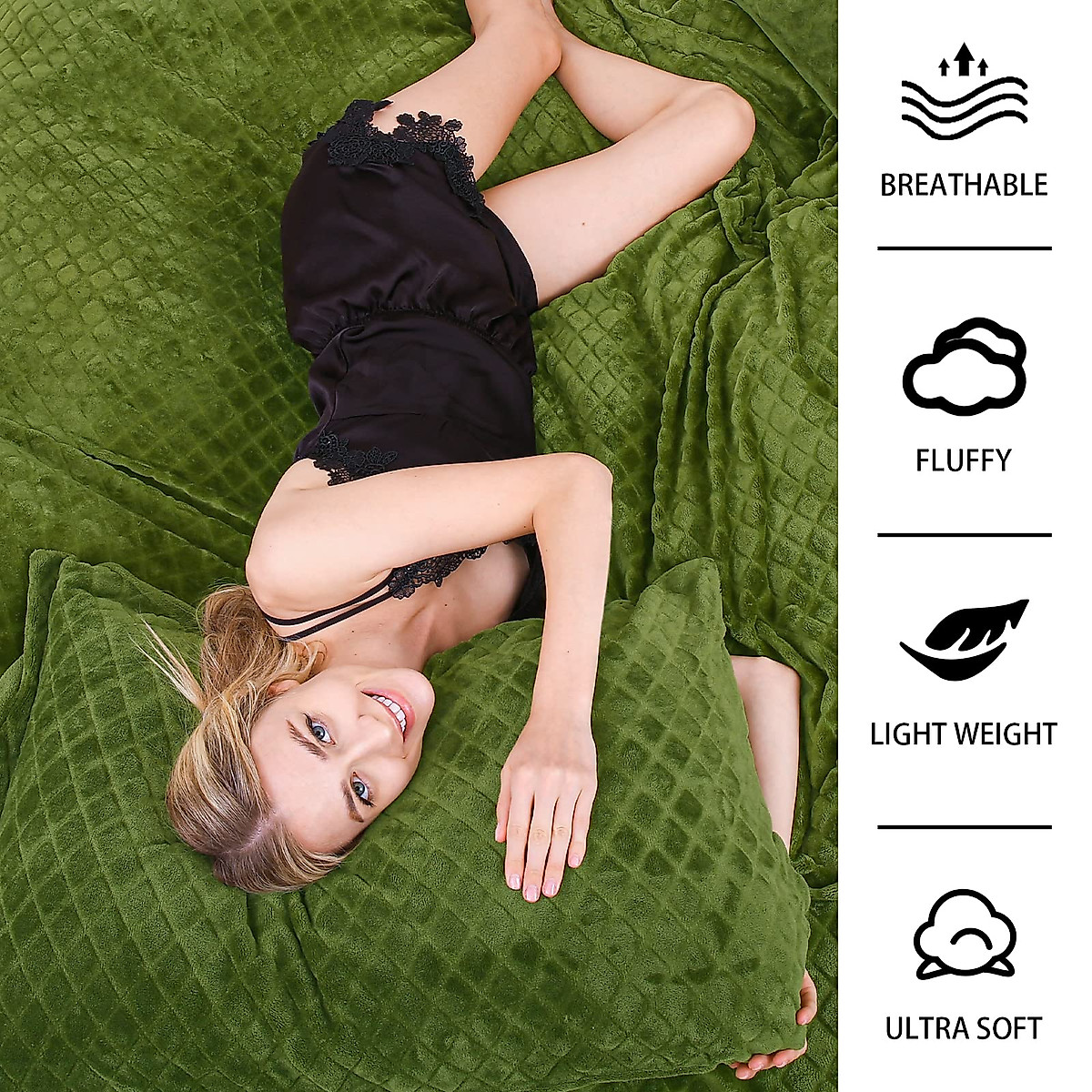 greenoak Velvet Duvet Cover Queen Size,Sage Green Ultra Soft Breathable Flannel Winter Duvet Comforter Cover Set (90" X 90"), Fuzzy Duvet Cover Bedding Sets & Collections with 2 Pillow Shams