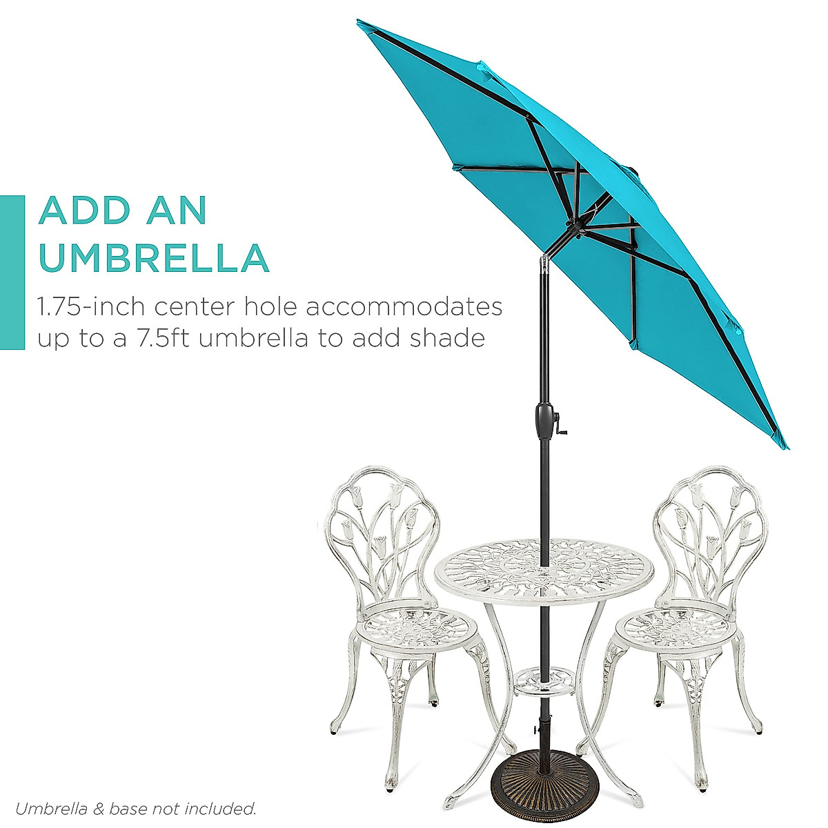 Best Choice Products 3-Piece Outdoor Rust-Resistant Cast Aluminum Patio Bistro Set w/Tulip Design, Antique Finish - White