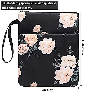 Book Sleeve Book Covers Book Protector with Zipper Washable Fabric for Teen Adult Book Lover Teacher Student ,11.4 X 9 Inch (Camellia Black)