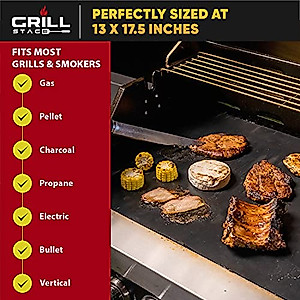 Reusable Heavy Duty Grilling Mat Set - BBQ Mats For Grilling Prevent Food From Sticking & Falling In Between The Grates - Easy To Clean Durable 500 Degree Nonstick Grill Mat - Set Of 2