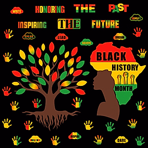 91 Pcs Black History Month Decorations for Classroom Bulletin Board Decorations Bulletin Board Cutouts Sets Wall Diversity Poster African American Celebration Bulletins for Kids Educational Decor