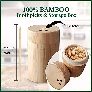 BOONBOO Bamboo Toothpicks and Holder, Double-Sided, 450 Counts