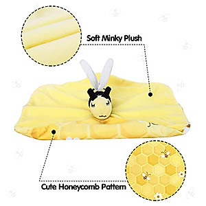 Baby Security Blanket Bee Baby Girl Lovey Plush Unisex Snuggle Lovie Blanket for Newborn Baby Toddlers Kids 14 inches