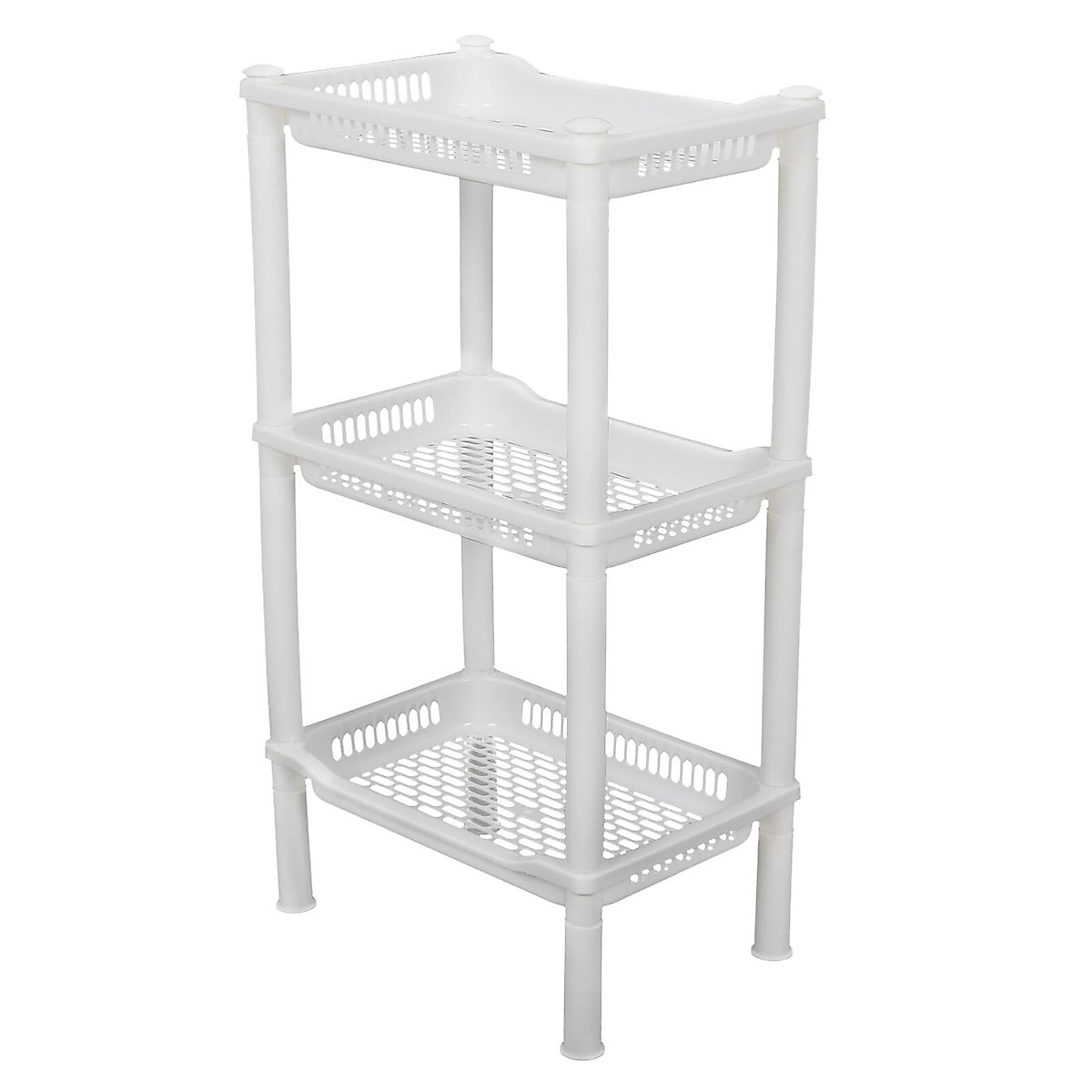 Luxshiny Bathroom Floor Storage Shelf, Freestanding Tower Shelf Open Shelving Unit Kitchen Spice Rack Standing Shelf Cosmetics Holder for Bathroom Living Room Balcony
