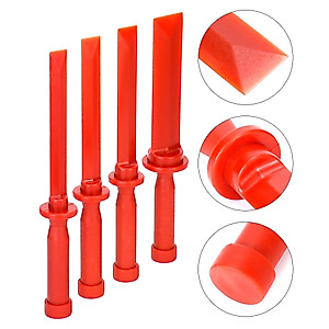 QWORK Plastic Chisel Scraper Set, 3/4", 7/8", 1", 1-1/2" Chemical Resistant Scraper Tool, No-marring Plastic Razor Scraper Remover Tool, Plastic Chisel Set for Removes Debris, Adhesives, Film, Paint