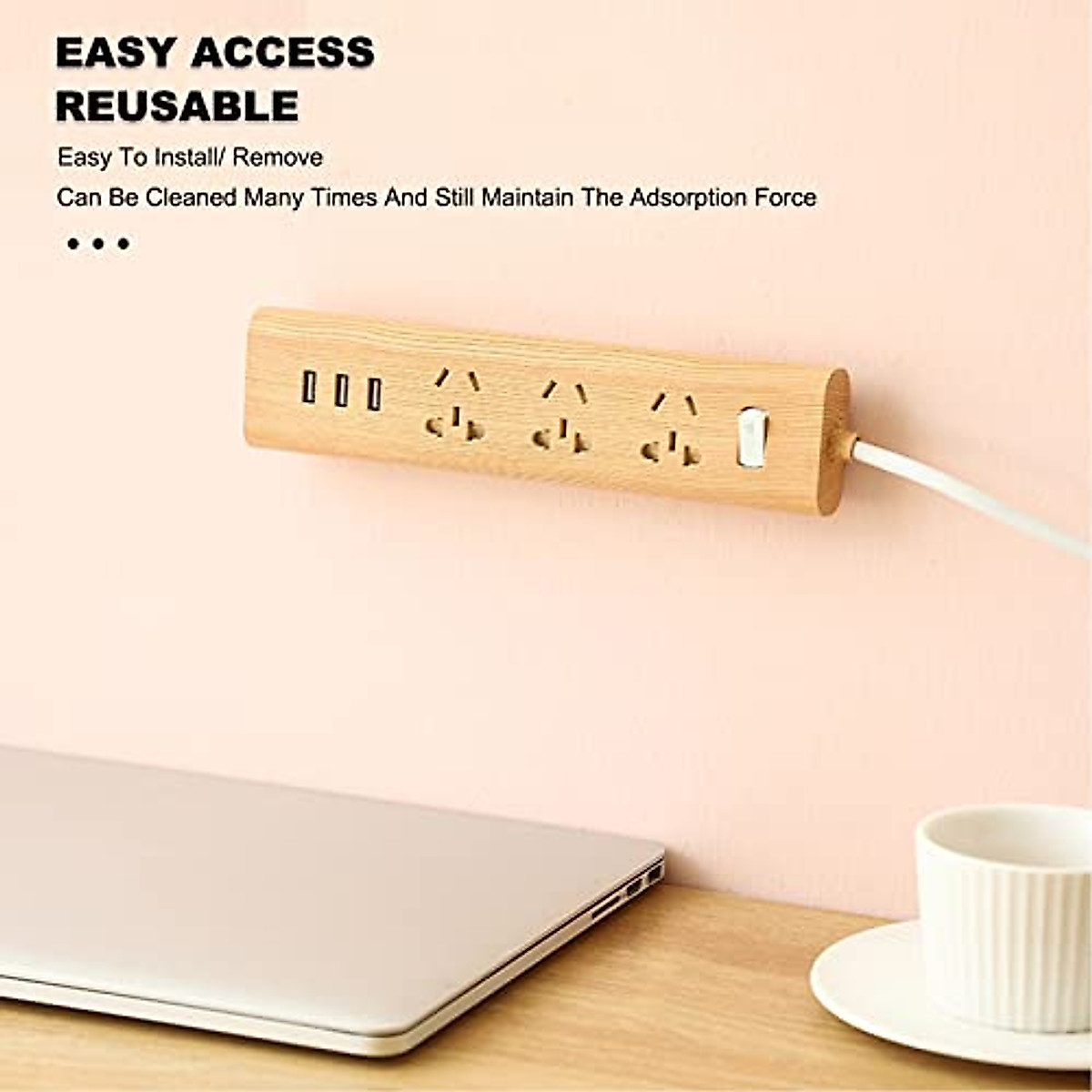 2023 Desktop Self-Adhesive Socket Fixer replacement, 12PCS Cable Management Punch Free Surge Protector, Cable Management Protector Adhesive Punch-Free Socket Holder for Kitchen Home and Office