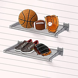 lesolar 2 Pack Wall Mounted Storage Shelf 12 x 24 inch Garage Storage Wall Shelves Metal Carbon Steel (Wall Hanging Suitable for General Lath Wall)