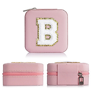 Yqljew Travel Jewelry Case for Girls, B Initial Jewelry Box | Small Jewelry Box | Teen Girl Gifts for Teenage Girls | Birthday Gifts for Girls | Travel Gifts for Girls | Travel Jewelry Organizer
