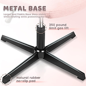 LEMBERI Fabric Padded Desk Chair No Wheels, Armless Wide Swivel Home Office Desk Chair,120° Rocking Mid Back Ergonomic Computer Task Vanity Chair for Office, Home, Make Up,Small Space (Pink)