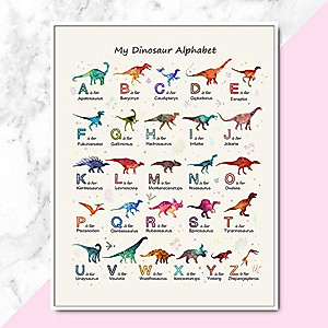 8x10inch Print, Dinosaur Alphabet Print, Dinosaur Wall Art, Toddler Room Decor, Dinosaur Gift for Kids, Alphabet Prints, ABC Print, Classroom Decor, 8x10 Inch Unframed (8X10 INCH)