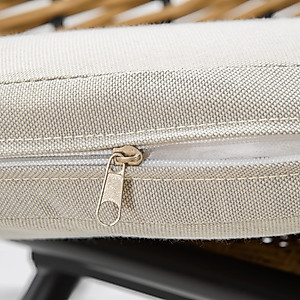 Outsunny 3 Piece Patio Set, Outdoor Bistro Furniture, PE Rattan Wicker Table and Chairs, Cushioned, Hand Woven, Barrel-Style with Tempered Glass for Garden, Porch, Pool, Backyard, Cream White