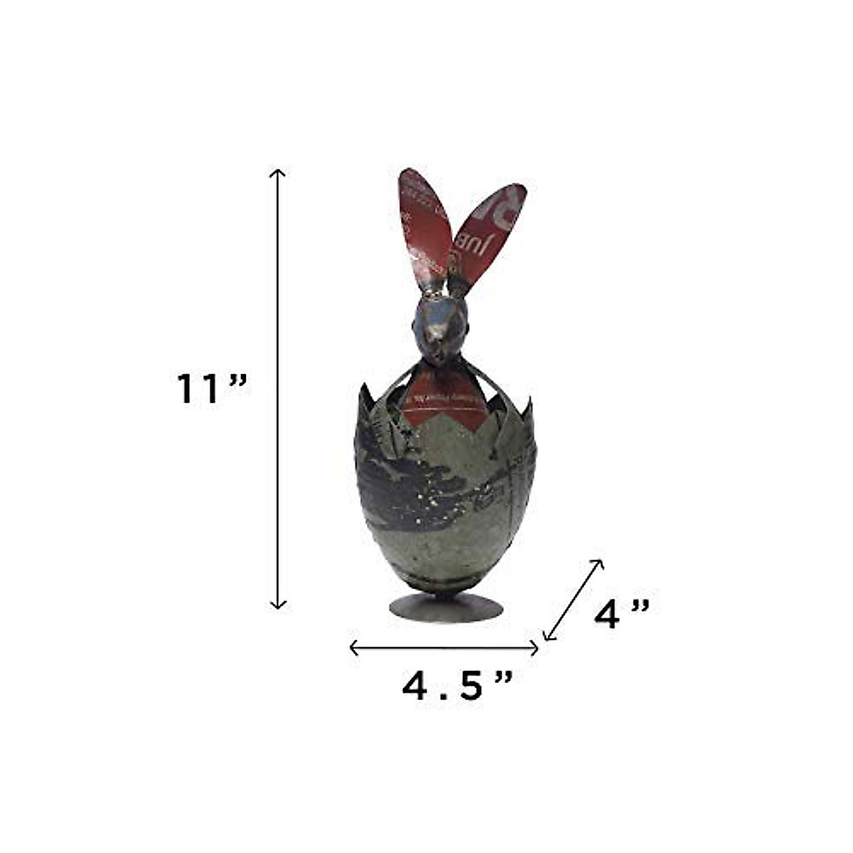 De Kulture Handcrafted Recycled Iron Egg with Rabbit Decorative Collectible Figurine Showpiece Beautify Home Office Easter Décor| Ideal for Garden Balcony Terrace Decoration, 4X4.5X11 LWH Inches
