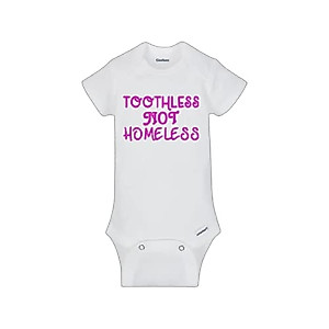 Bravotv Real Housewives of Beverly Hills Baby Bodysuit Onesie - Toothless Not Homeless (6-9 Months, White/Hot Pink)