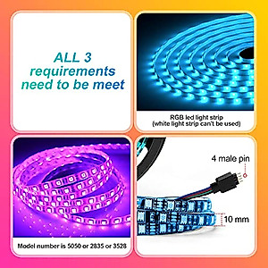 TJOY RGB Led Controller for Light Strip, 44 Key IR Remote for SMD 10mm 5050 3528 2835, 2 Ports of 4 Female Pin Controller, DC 12V-24V, 6A, Replacement Wireless Remote Control for Flexible Tape Light
