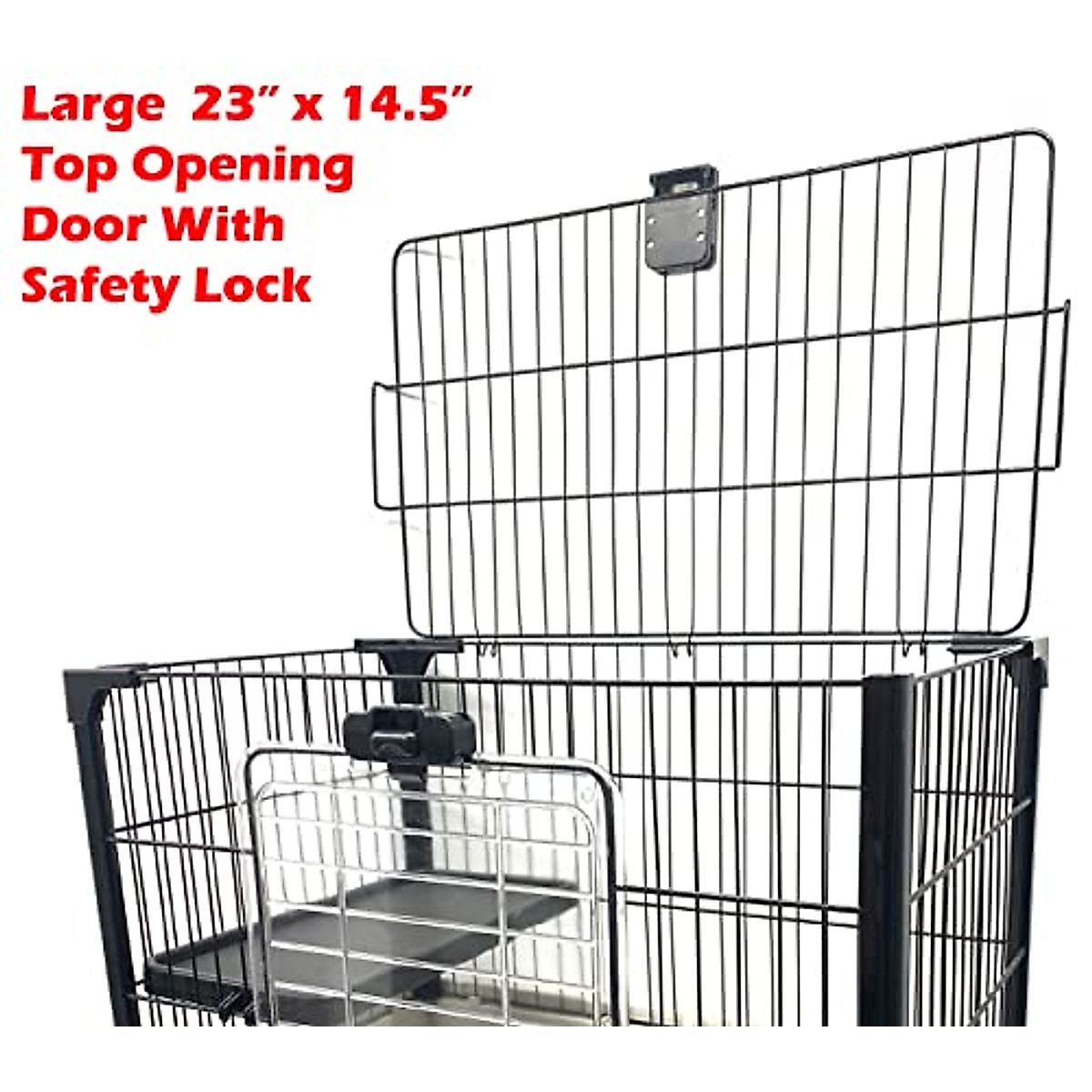 52-inch Deluxe and Spacious 5-Level Indoor Outdoor Ferret Chinchilla Guinea Pig Cage Rabbit Hutch Paw Safe Solid Platform Ramp Mesh Floor Leakproof Tray Large Access Doors (Black, 52-inch, 5-Level)