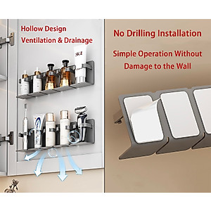 Duleylv Floating Shelves for Wall Small Shelf for Bathroom Mini Hanging Display Shelves Wall Hooks No Damage White