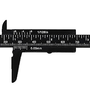 Qiningxia Portable Double Scale 80MM Plastic Eyebrow Measuring Vernier Caliper Caliper Ruler Plastic Permanent Makeup Measurement Tools, Black, Under 3 Inches