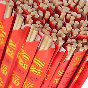 ROYALNA 100 Pairs Palillos UV Treated Premium Disposable Bamboo Chopsticks Sleeved and Separated (Bamboo, 100 pairs)
