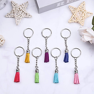 Keychain Tassles, Cridoz 200pcs Bulk Keychain Rings Set Includes 50pcs Tassels for Crafts, 50pcs Key Chain Rings, 50pcs Jump Ring and 50pcs Screw Eye Pins for Acrylic Keychain Blanks