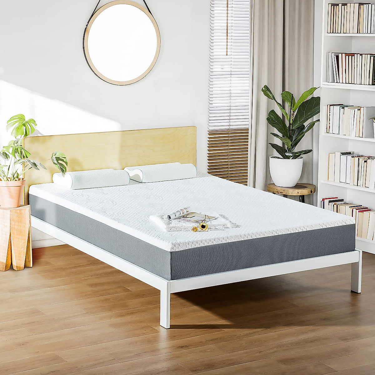 Olee Sleep 10 Inch Ventilated Gel Infused Memory Foam Mattress, CertiPUR-US® Certified, Gray, Queen