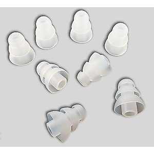 Xcessor Triple Flange Conical Replacement Silicone Earbuds 4 Pairs (Set of 8 Pieces). Compatible with Most in Ear Headphone Brands. Size: Small. Transparent