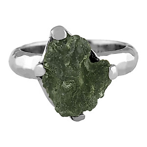 Starborn Sterling Silver 4-6 Carat Genuine Moldavite Ring (8)