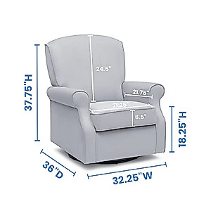 Delta Children Oakley Nursery Glider Swivel Rocker Chair, Dolphin Grey Velvet