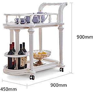 FBITE Bar Serving Cart, Wine Cart for Home Kitchen Hotel Kitchen Storage Trolley Shelf Trolley White 2-Tier Shelf Trolley for Wine and Food High Grade Exquisite Shelf Trolley