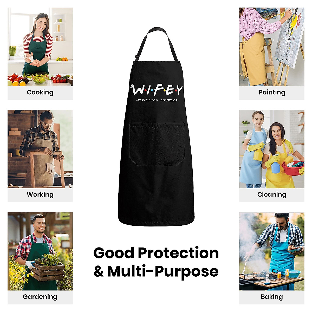Lakwi Hubby and Wifey Gifts Apron Sets, His Hers for Anniversary Couple, Mr Mrs Couples Have Everything Unique, Husband Wife, Kitchen Aprons, 33*27.5in