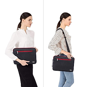 MOSISO Laptop Shoulder Bag Compatible with MacBook Air/Pro, 13-13.3 inch Notebook, Compatible with MacBook Pro 14 inch M3 M2 M1 2023-2021,Polyester Briefcase Sleeve with Front Arc Pocket, Red