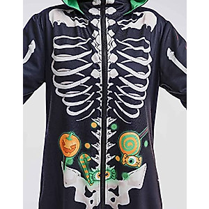 haikyuu Halloween Women Skull Cat Onesie Skeleton Pajama Cosplay Costume Loungewear Hooded Kigurumi Jumpsuit Homewear (large, cat green and black)