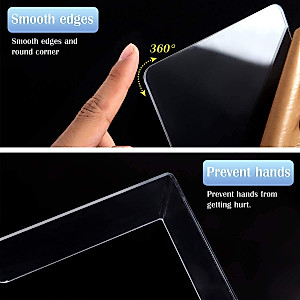 Jekkis 8pcs Clear Bookends Acrylic Book Ends for Shelves Heavy Duty Bookends Plastic Bookends for Home Office Library , Book Stopper, Desktop Organizer, 7.3” x 4.8” x 4.8”