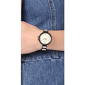 Kate Spade New York Women's Park Row Quartz Metal and Silicone Watch, Color: Black/Gold, Stripes (Model: KSW1313)