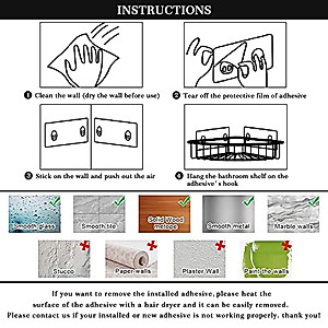 Dehyber 2-Pack Adhesive Corner Shower Caddy with 2 Hooks,No Drilling Rustproof Stainless Steel Wall Mounted Shelf for Bathroom Kitchen Storage Organizer,Chrome