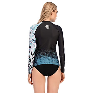 HUGE SPORTS Women's Rash Guard Long Sleeve Sun Protection UPF 50+ Swimwear Shirts Beast Series Quick Dry Swimsuit Top Rash Vest(Lion,L)
