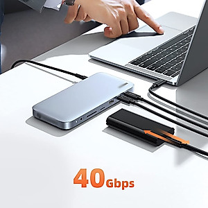 Port Expander USB C Hub 10-in-1 with DP 1.4, DC Power Port, 2 USB 3.1, USB C 3.1, USB 3.0, Ethernet, 3.5mm Audio Port, SD/TF USB Splitter