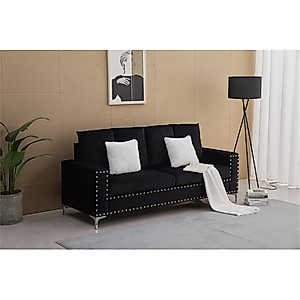 Kingway Furniture Armeni Velvet Living Room Sofa in Black