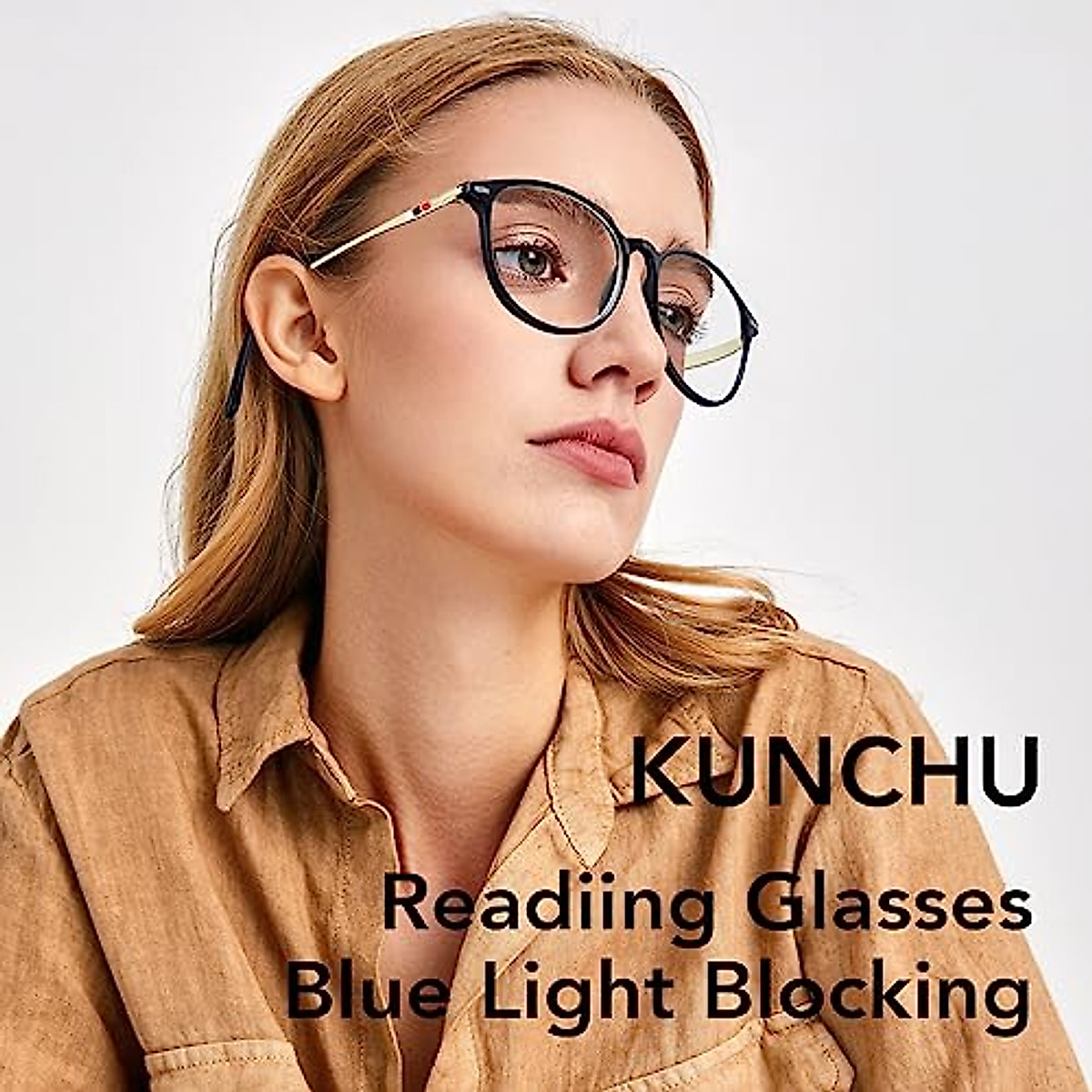 kunchu TR90 Reading Glasses for Women Men Blue Light Blocking Anti UV Ray Filter Nerd Eyeglasses(Black,1.50x)