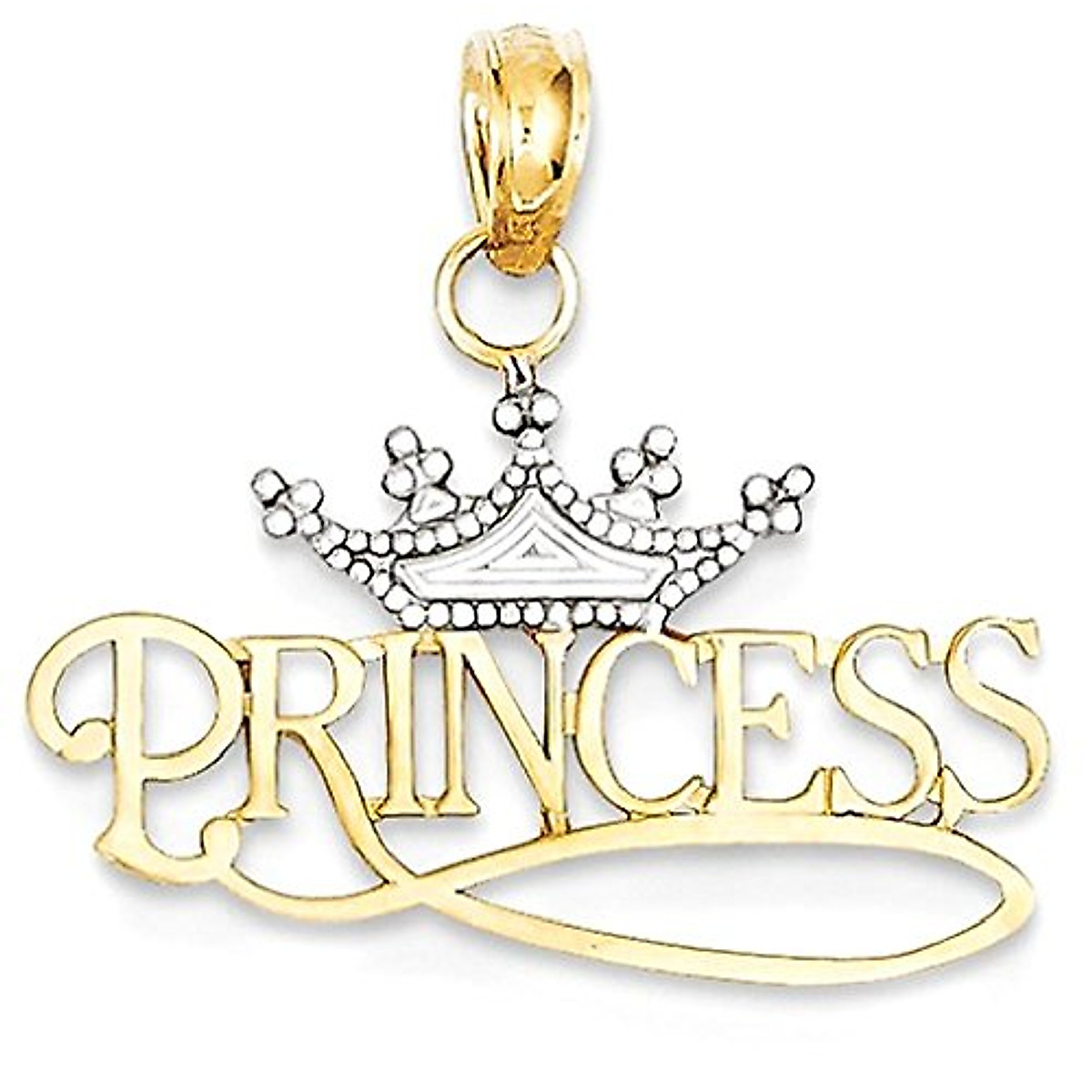 IceCarats 14K Yellow Gold Royal Princess Crown Necklace Charm Pendant 21mm Only